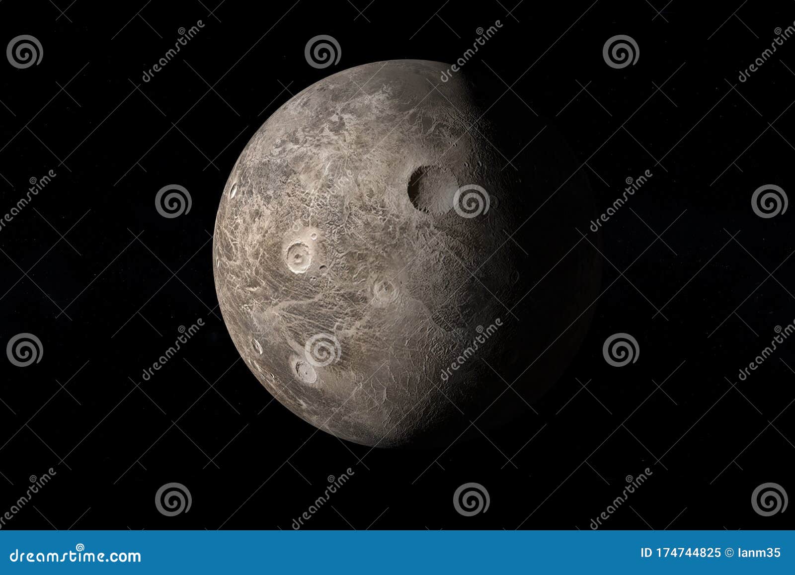 Ceres Dwarf Planet Isolated On Black Background. 3D Render Royalty-Free ...