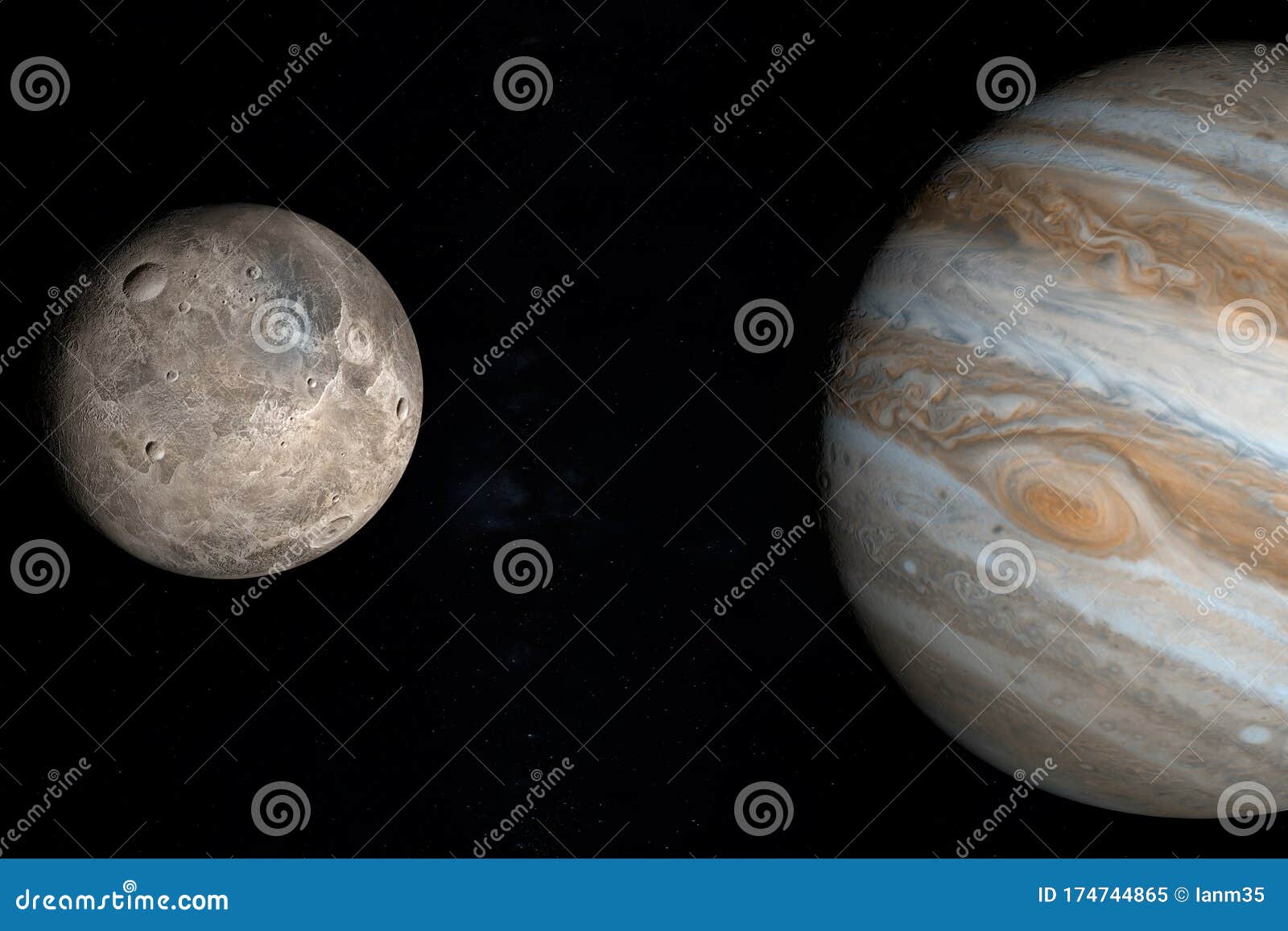 Ceres and Jupiter in the Outer Space. 3d Render Stock Illustration ...