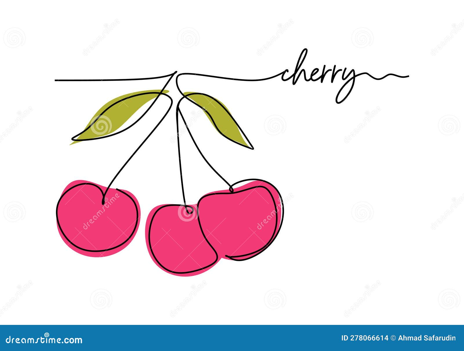 Cerise Continue Une Ligne Dessin Vectoriel De Fruit Illustration ...