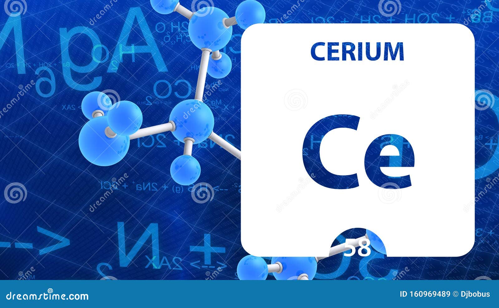 Cerium Ce, Chemical Element Sign. 3D Rendering Isolated on White ...