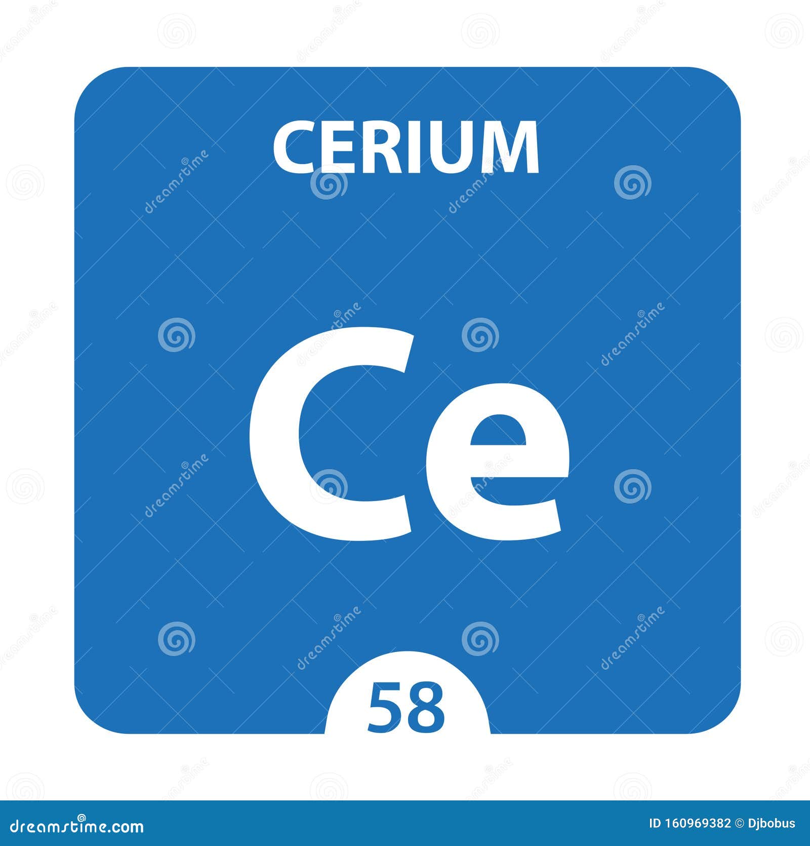 Cerium Ce Chemical Element. Cerium Sign With Atomic Number. Chemical 58 ...