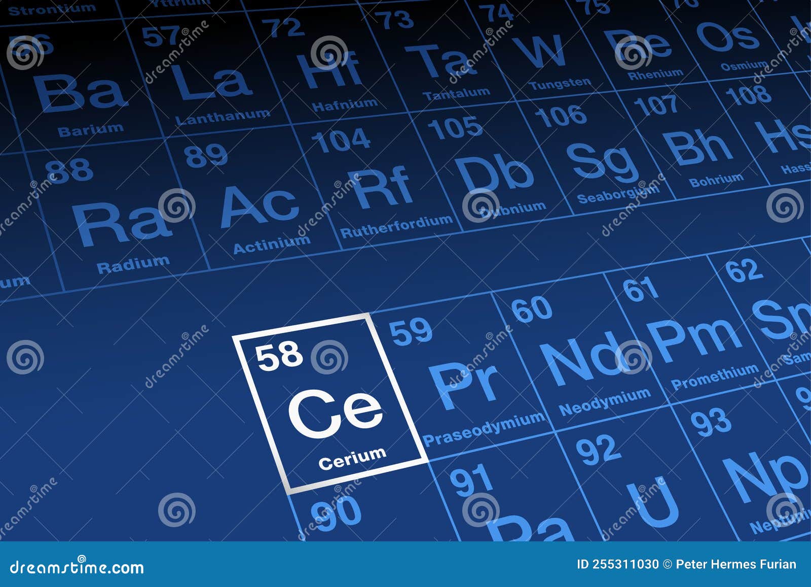 Cerium on Periodic Table of the Elements, with Element Symbol Ce Stock ...