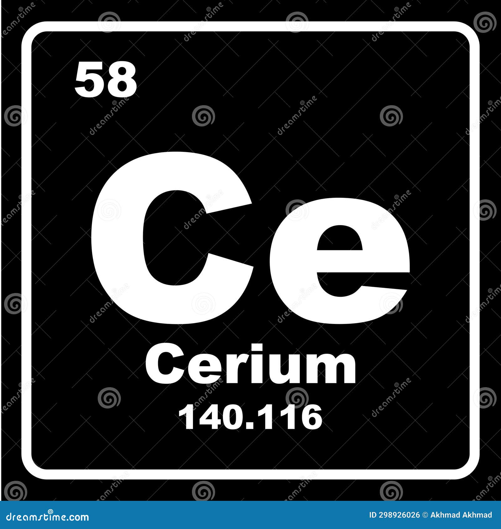 Cerium Icon. Ce Chemical Element. Atomic Number 58. Mass 140.12. Green ...