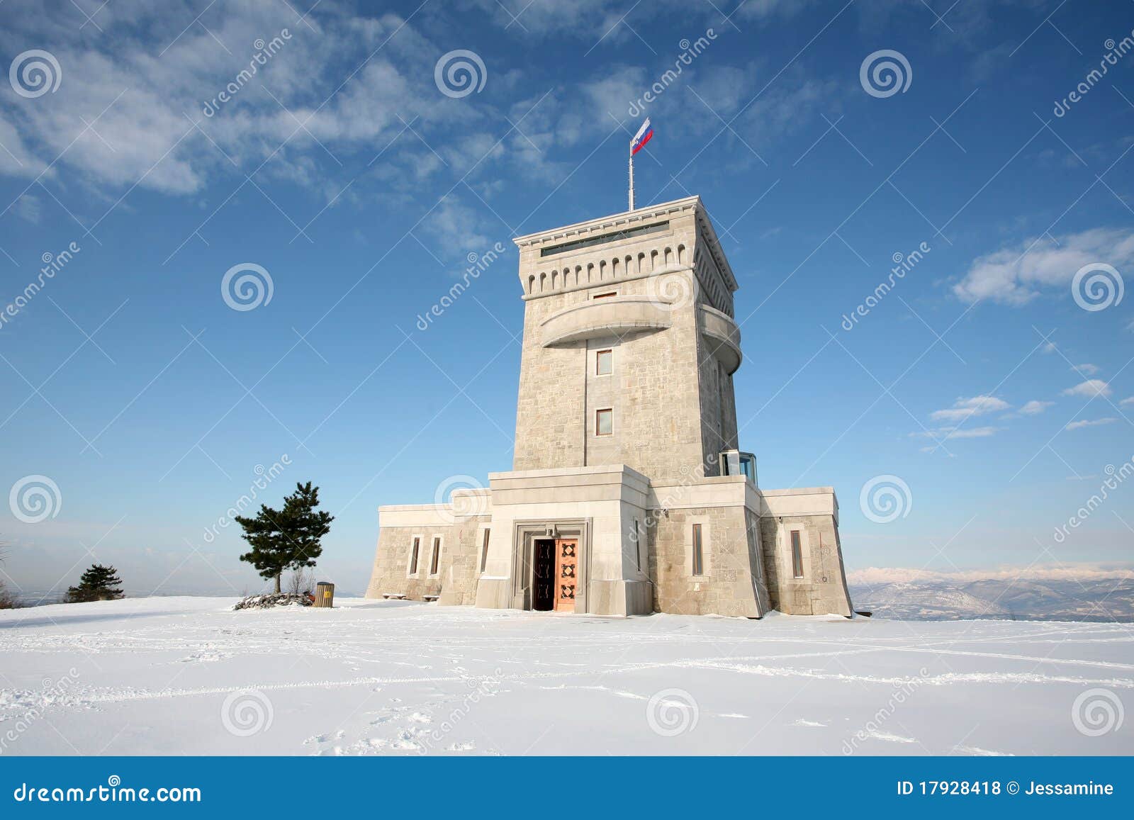 Cerje Monument in Winter Time Stock Photo - Image of building ...