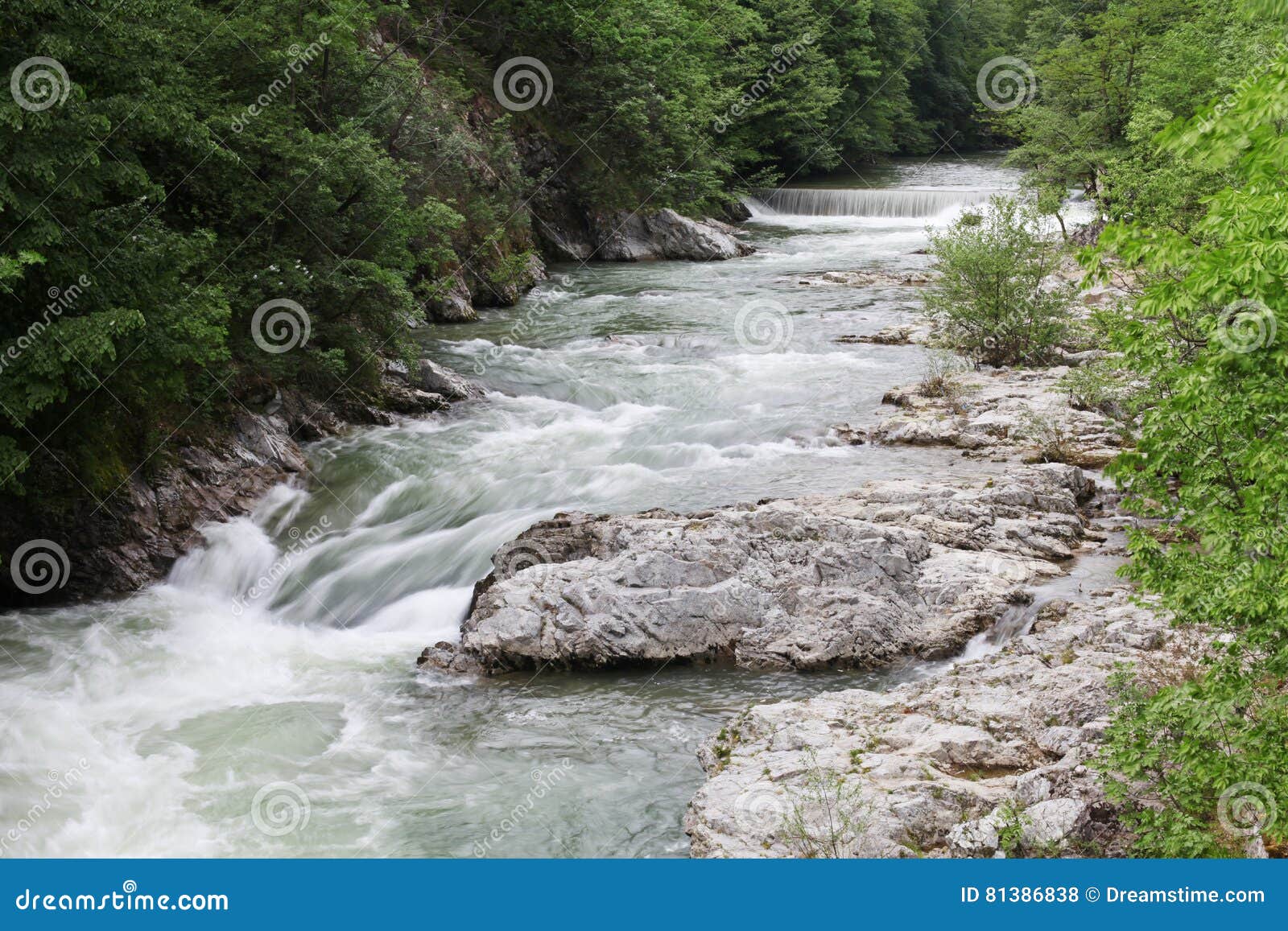 Cerna River Fall in Springtime, Herculane, Romania Stock Photo - Image ...