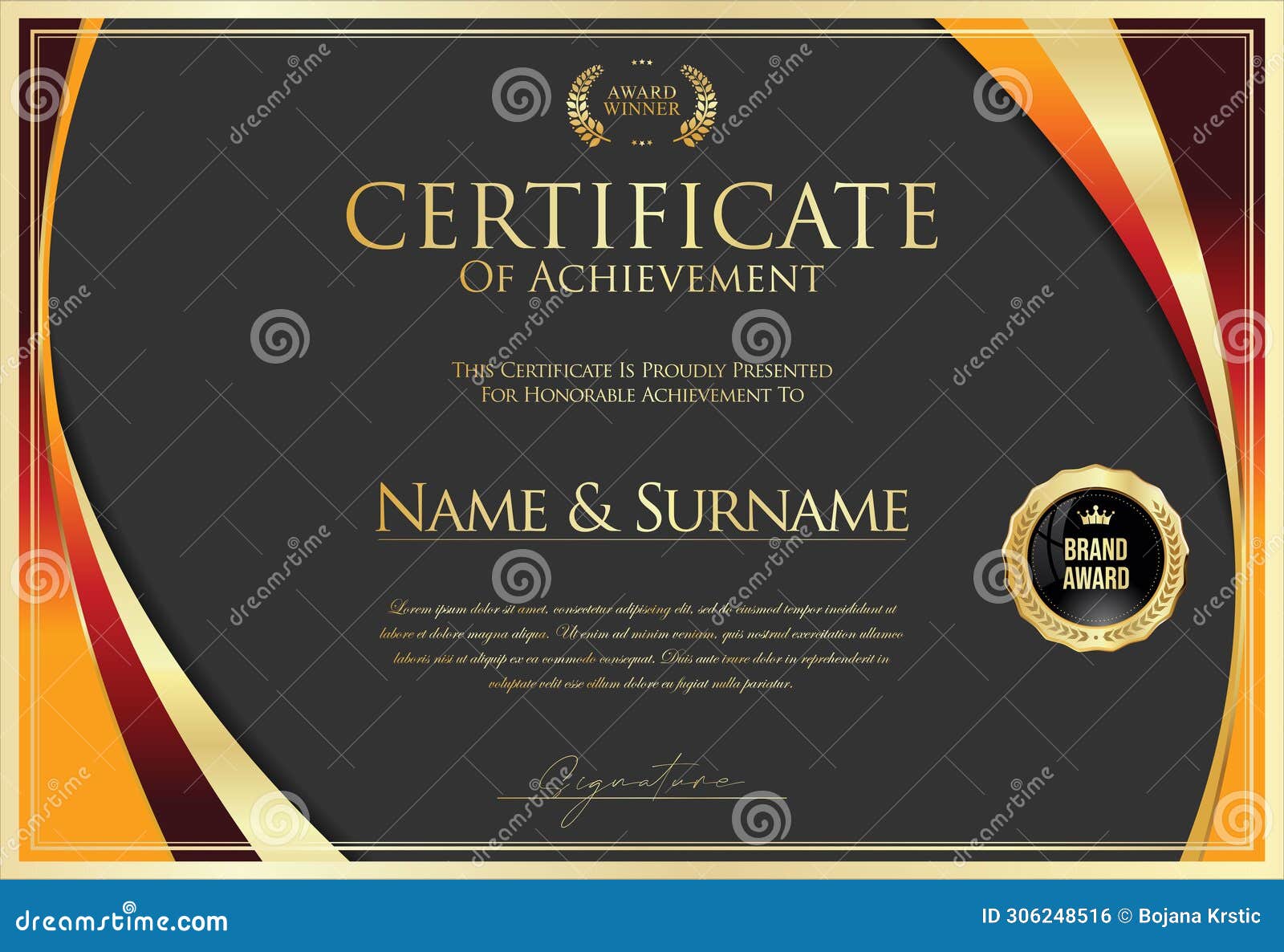 Certificado Com Selo Dourado E Borda Colorida Ilustração do Vetor ...