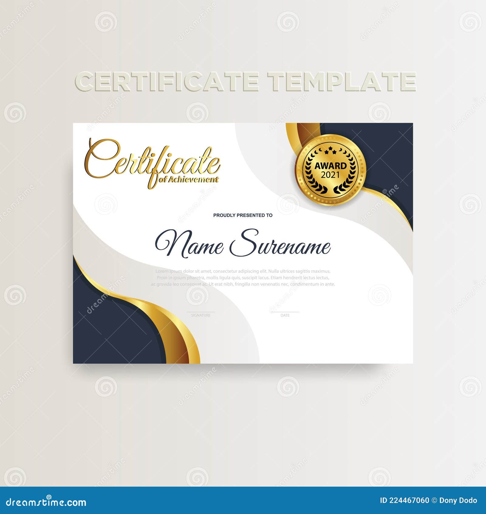 Modern Gradient Color Certificate Template Design. Certificate of ...
