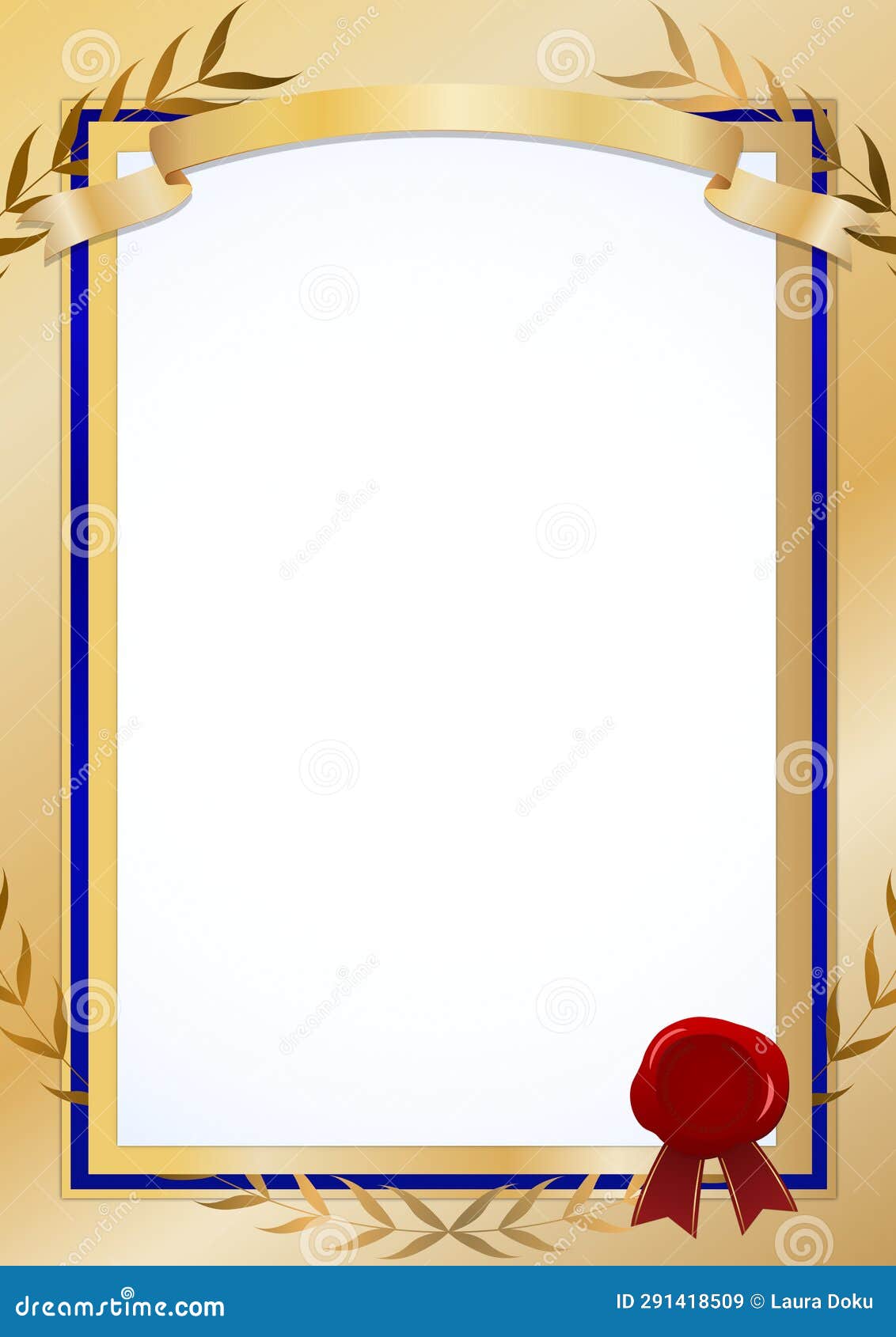 Blanc Golden Certificate Frame Template with a Seal Stock Vector ...