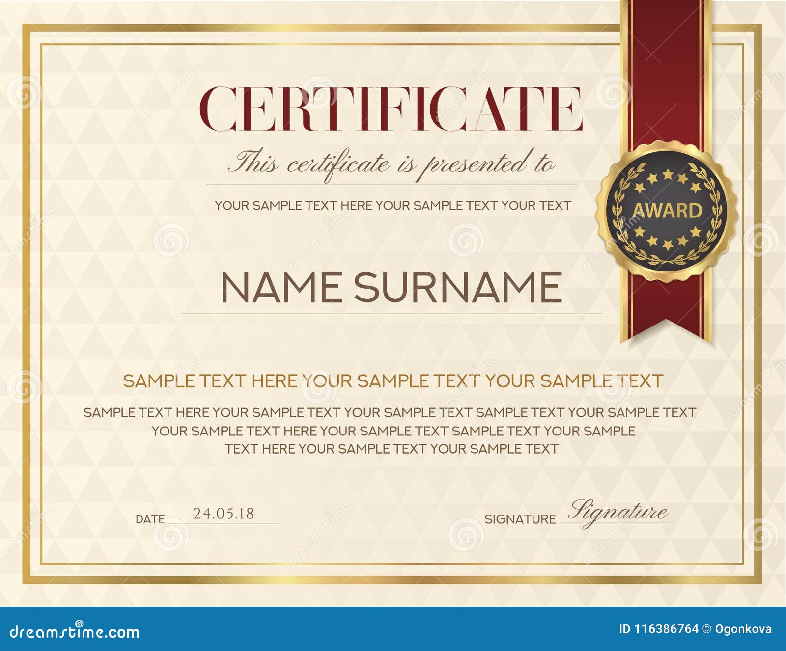 Certificate with Abstract Background. Design Template with Abstract ...