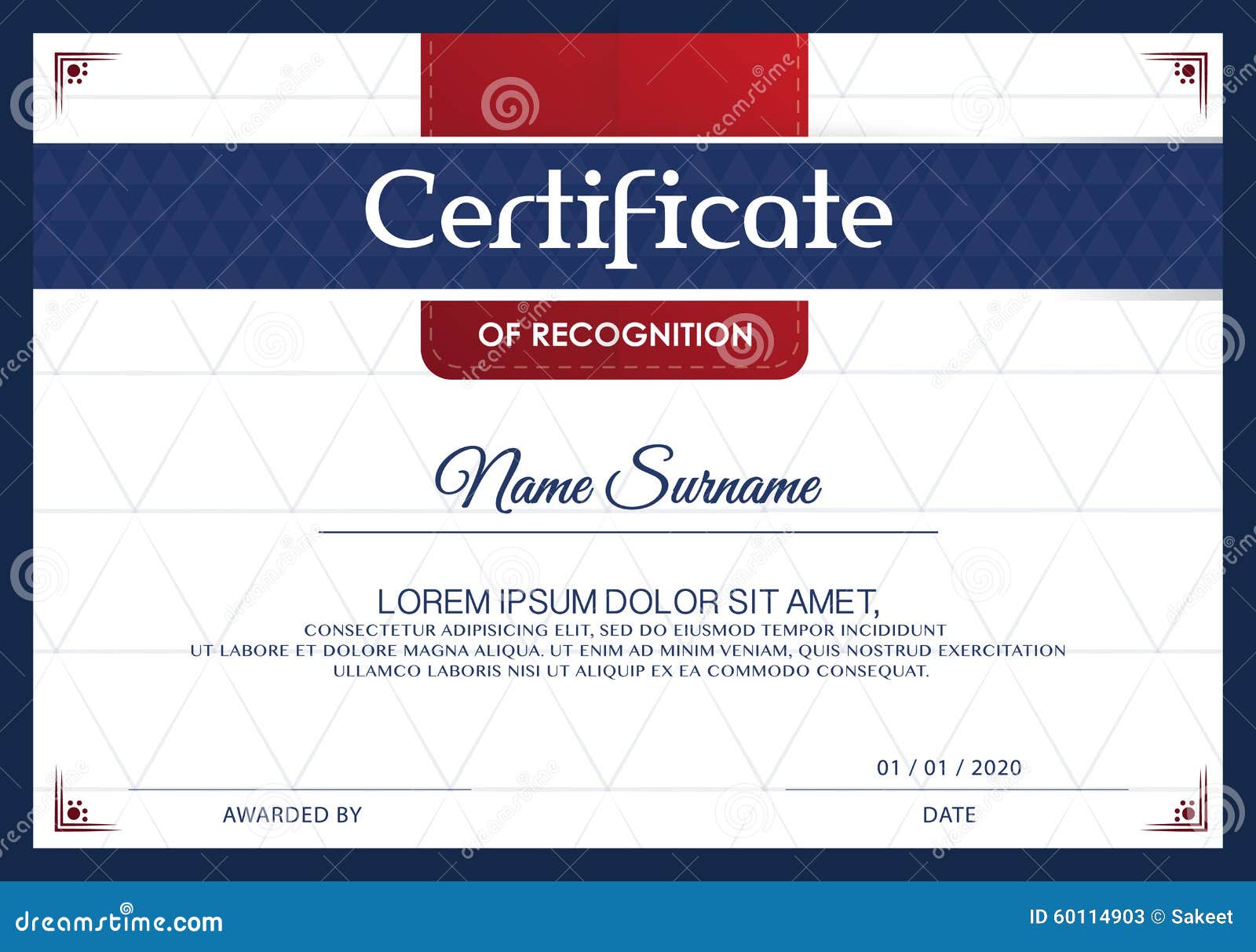 Certificate of Achievement Frame Design Template,blue-white. Stock ...