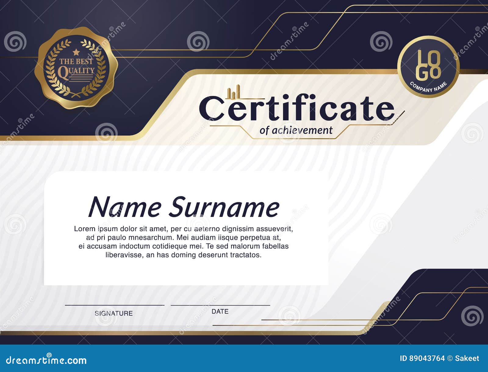 Certificate of Achievement Frame Design Template Layout Template in A4 ...
