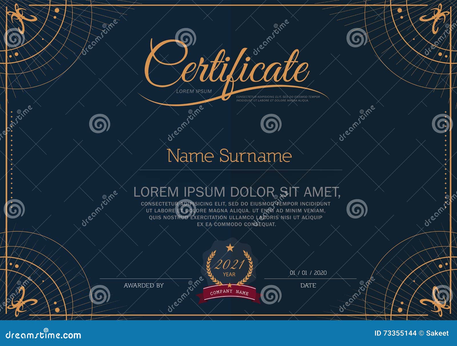 Certificate of Achievement Frame Design Template Stock Vector ...