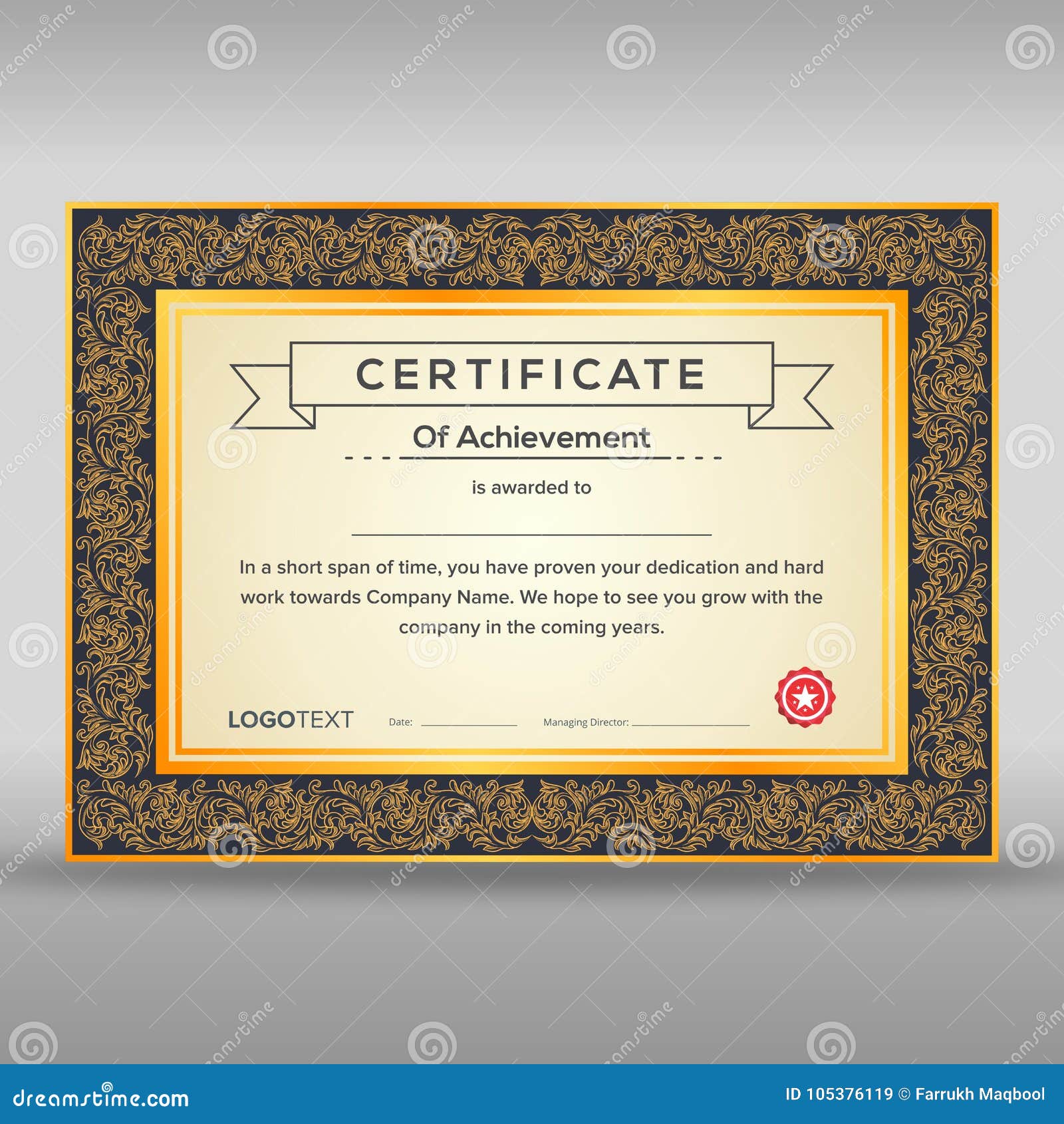 Framed Elegant Yellow and Black Certificate Stock Vector - Illustration ...