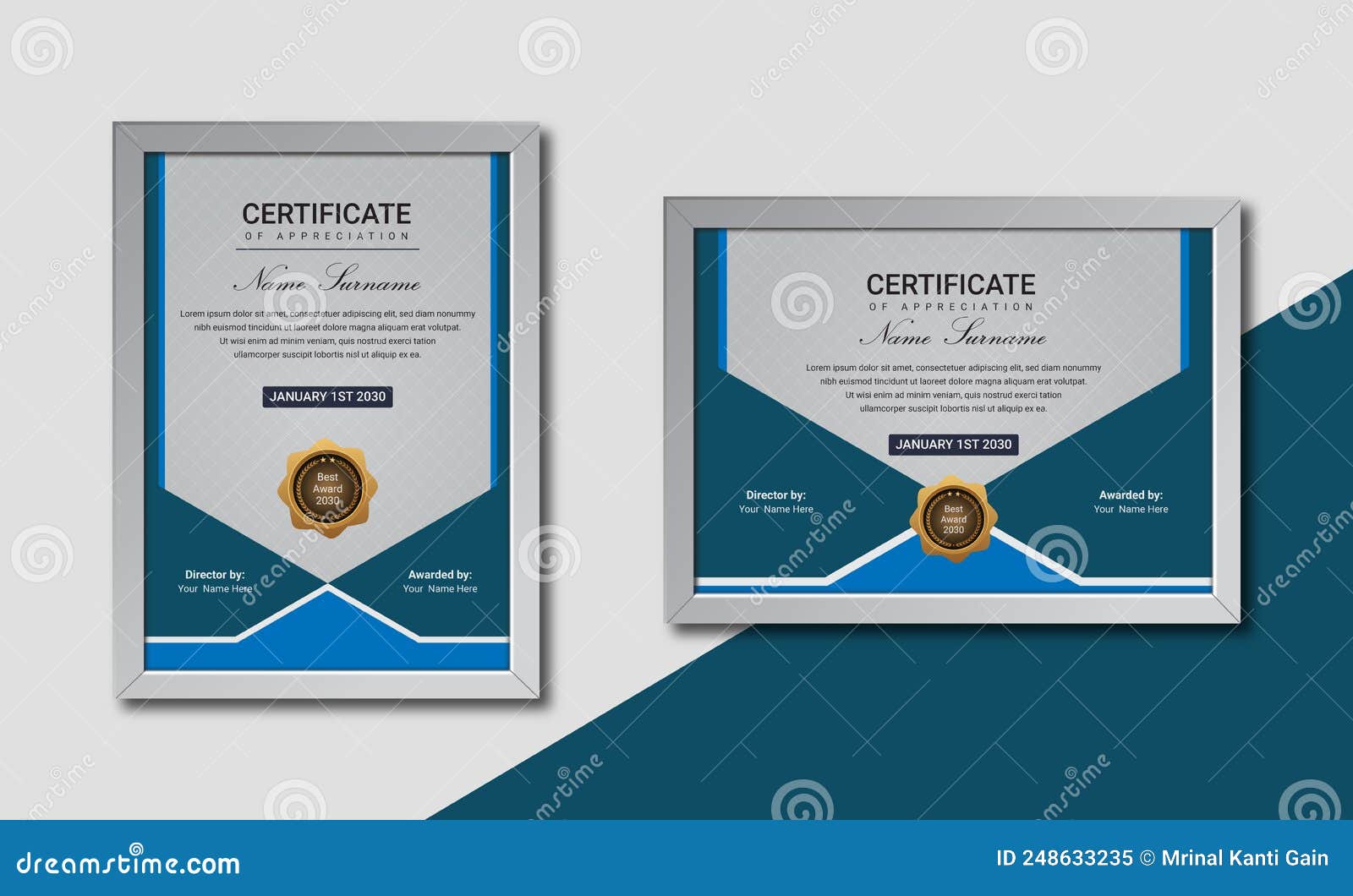 Certificate of Achievement Template with a Luxury Badge and Frame Stock ...