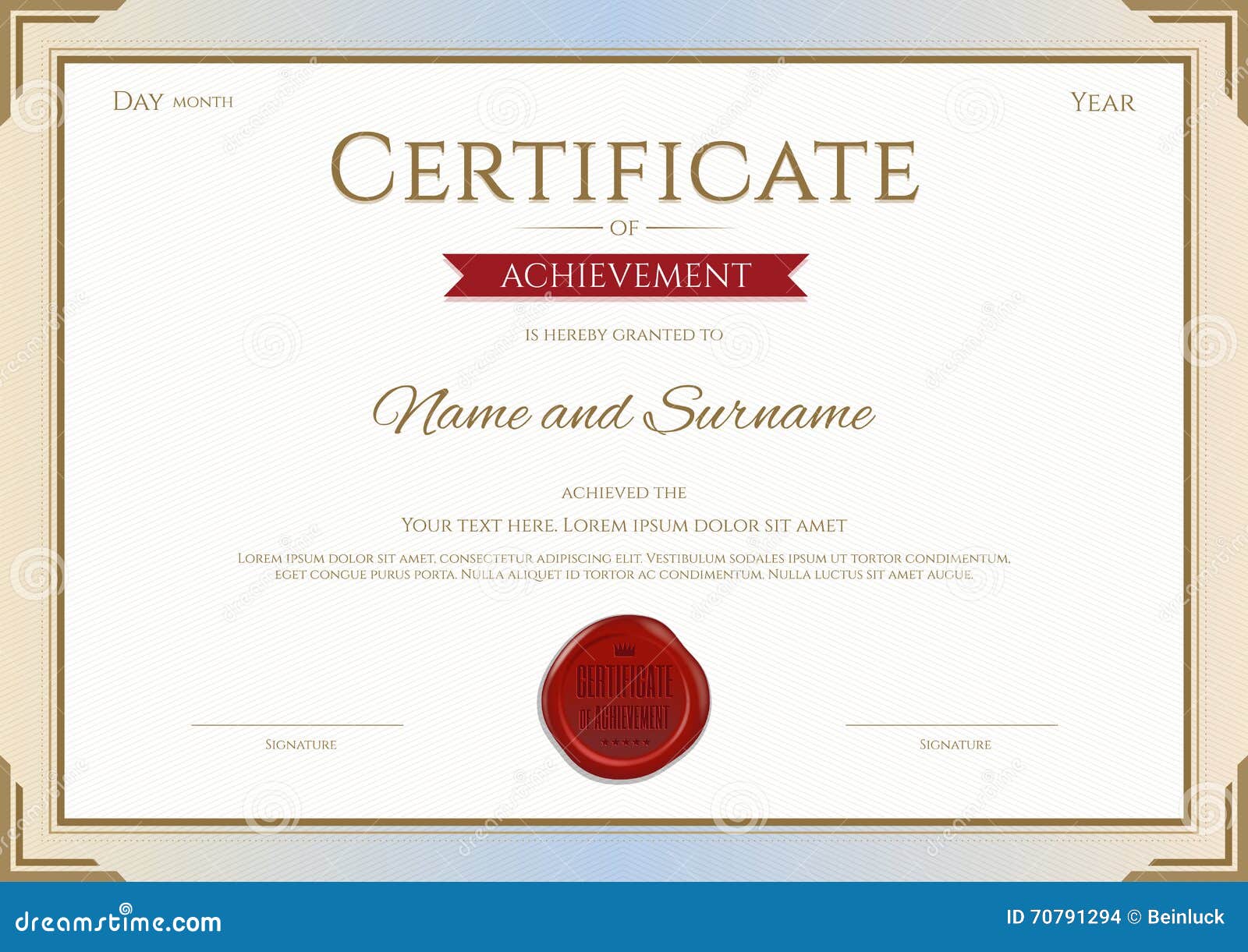 Certificate of Achievement Template in Vector Gold and Red Stock Vector ... Certificate of Achievement Template in Vector Gold and Red Stock Vector ...