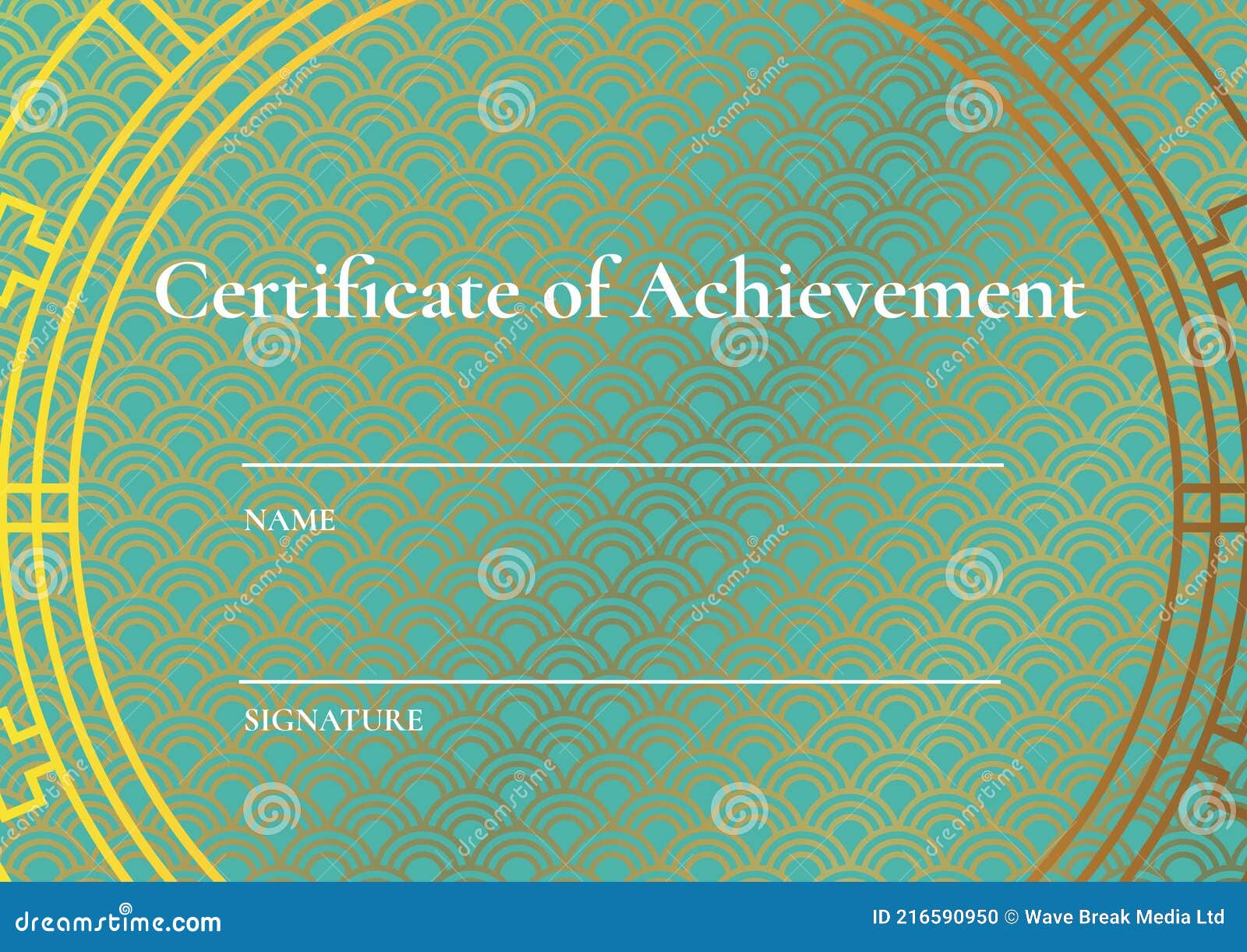Certificate of Achievement Text with White Lines and Copy Space in ...
