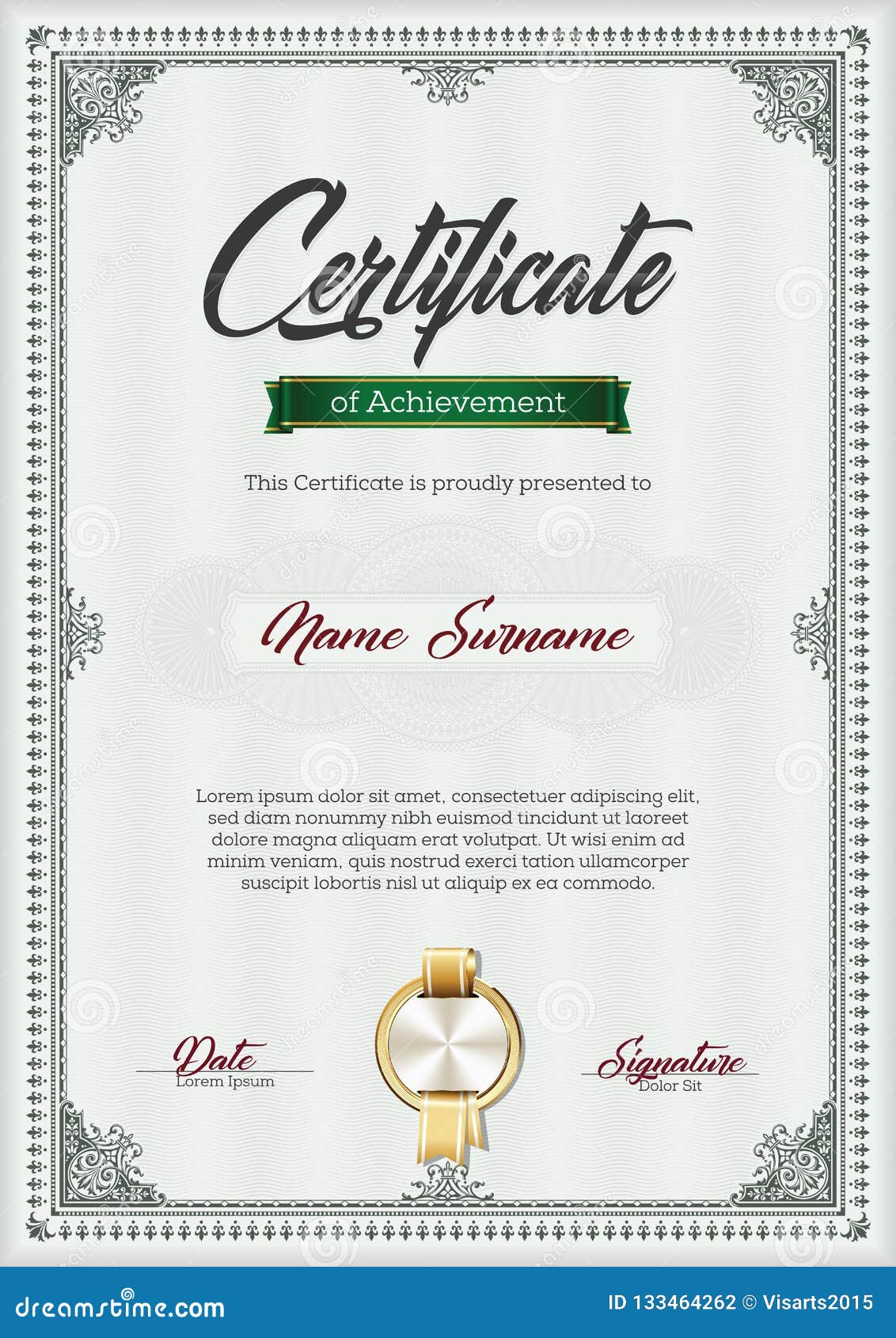 Certificate of Achievement. Vintage Frame. Stock Vector - Illustration ...