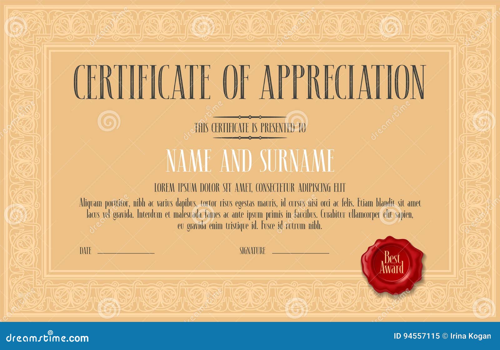 Certificate of Appreciation, Achievement Vector Illustration Stock ...