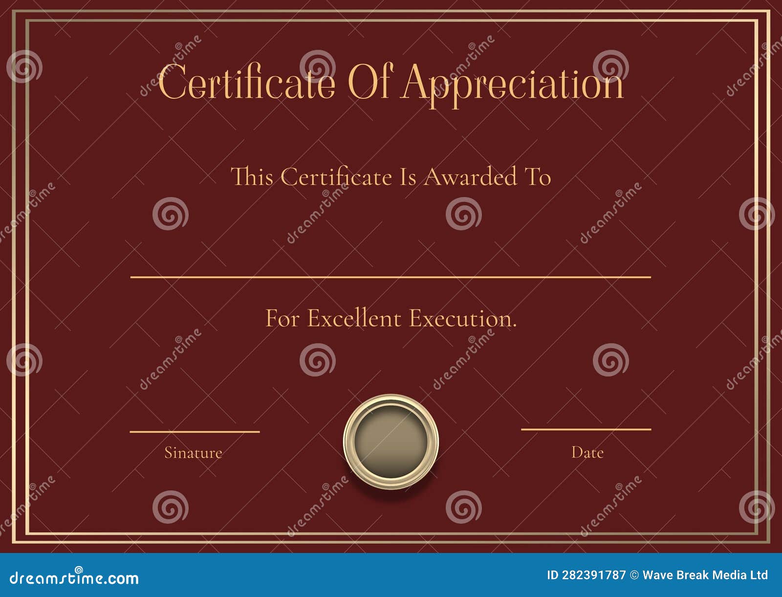 Certificate of Appreciation for Excellent Execution Text and Borders in ...