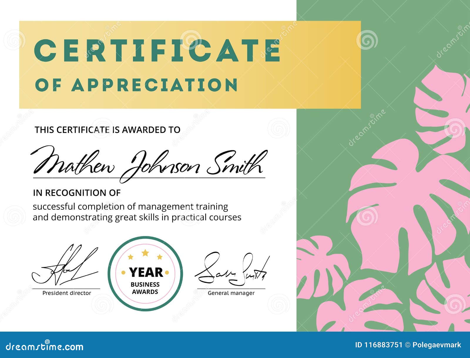 Certificate of Appreciation Template Design. Elegant Business Di Stock ...