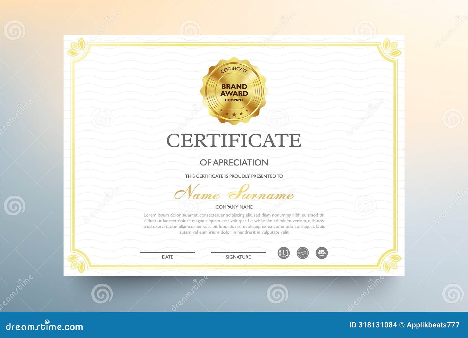 Certificate of Appreciation Template with Luxury and Modern Pattern, Diploma, Vector ...