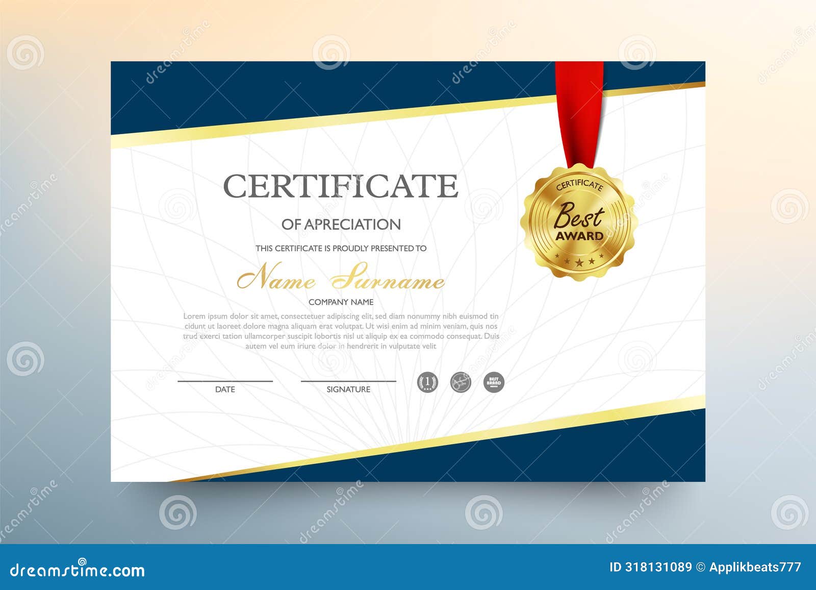 Certificate of Appreciation Template with Luxury and Modern Pattern, Diploma, Vector ...