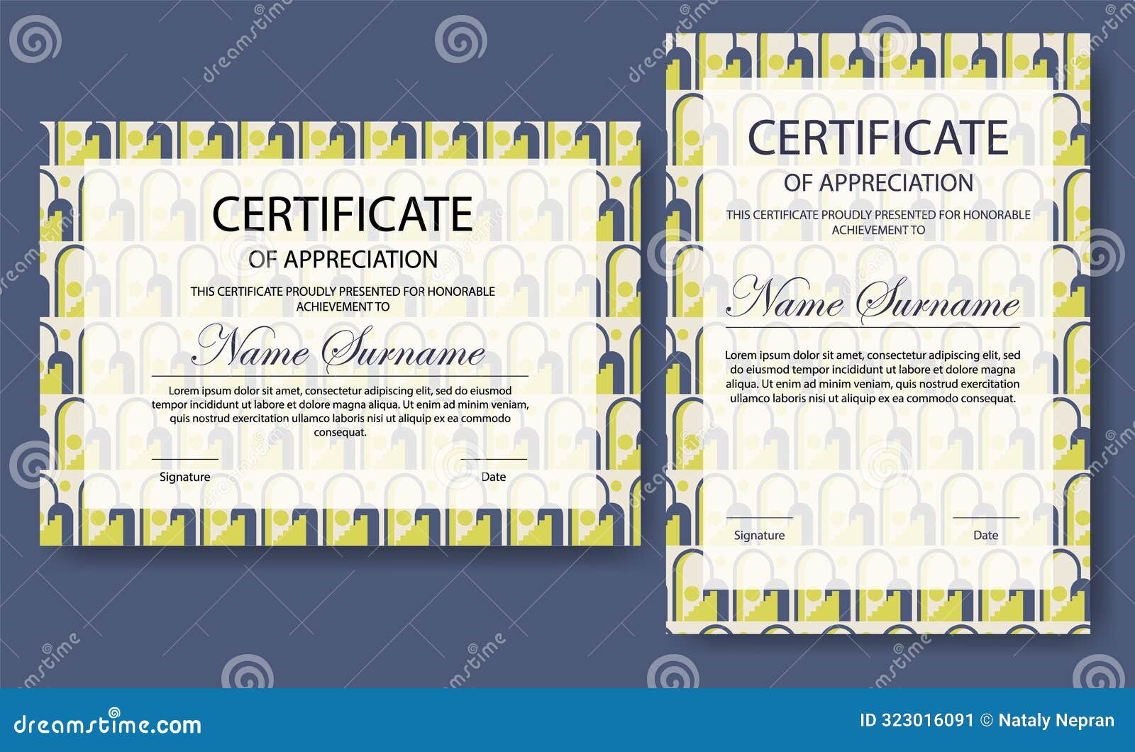 Certificate of Appreciation Template Set, Neutral Colors. Modern ...