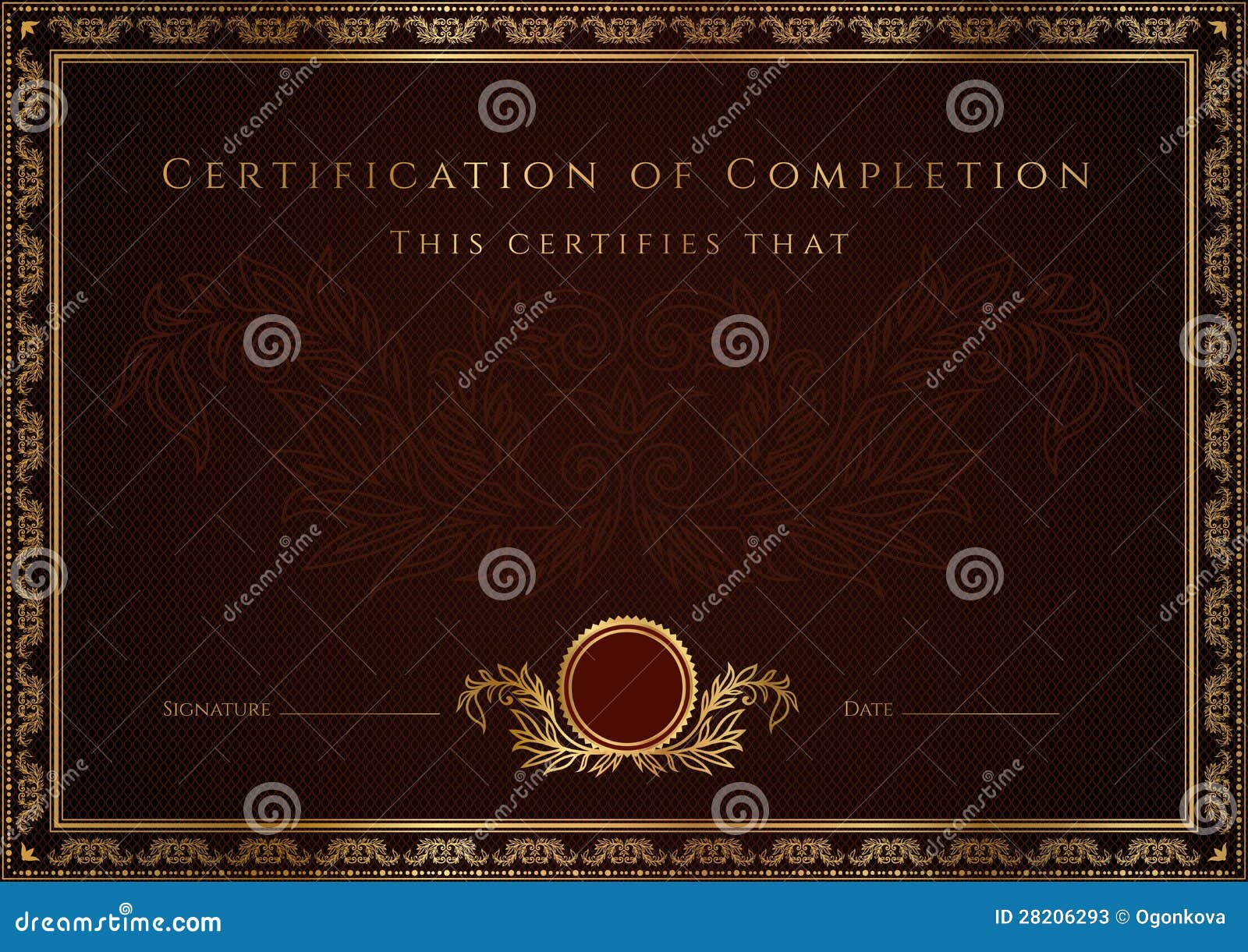Certificate / Diploma Award Template. Pattern Stock Vector ...