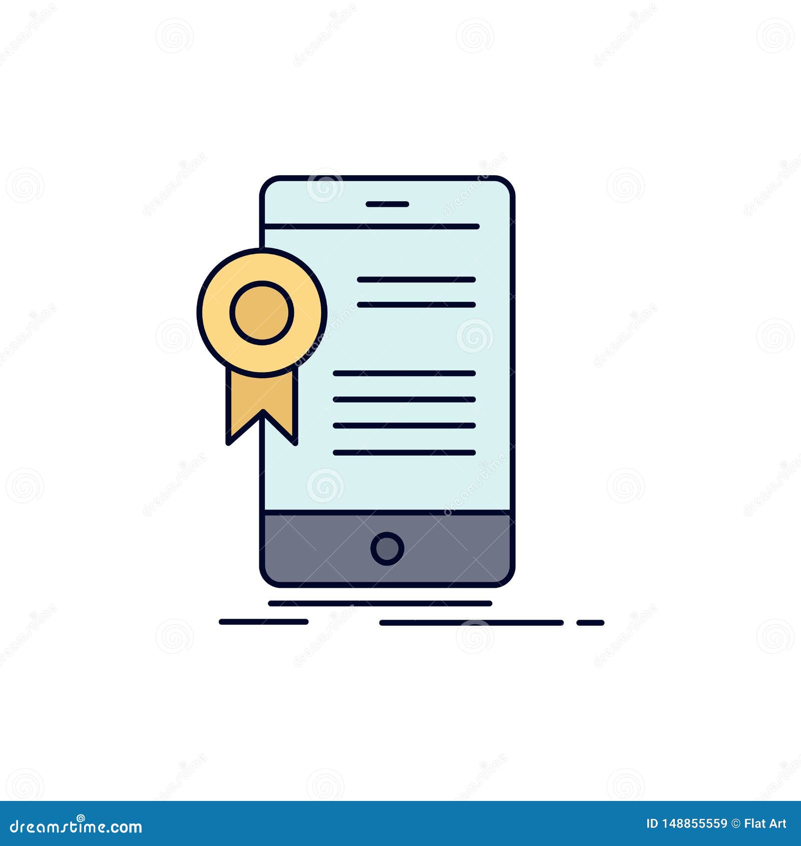 Certificate, Certification, App, Application, Approval Flat Color Icon ...