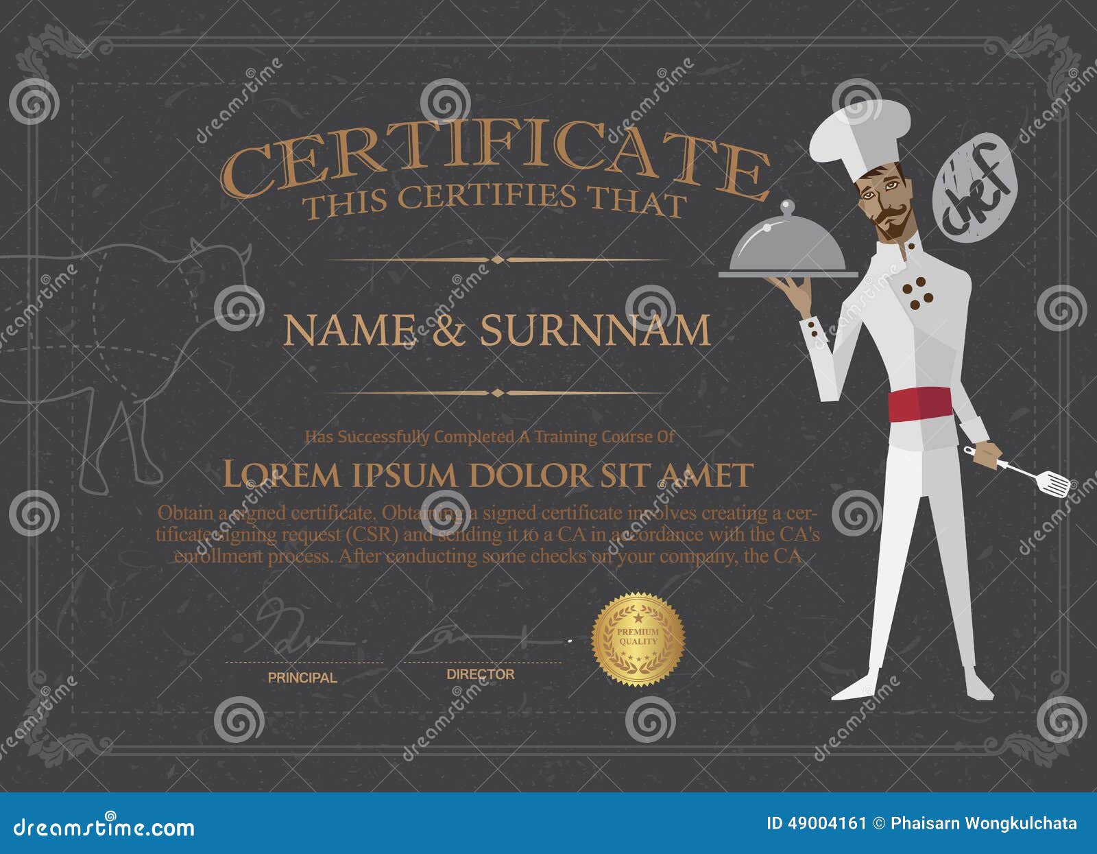 Certificate for Chef Design Template. Stock Vector - Illustration of ...