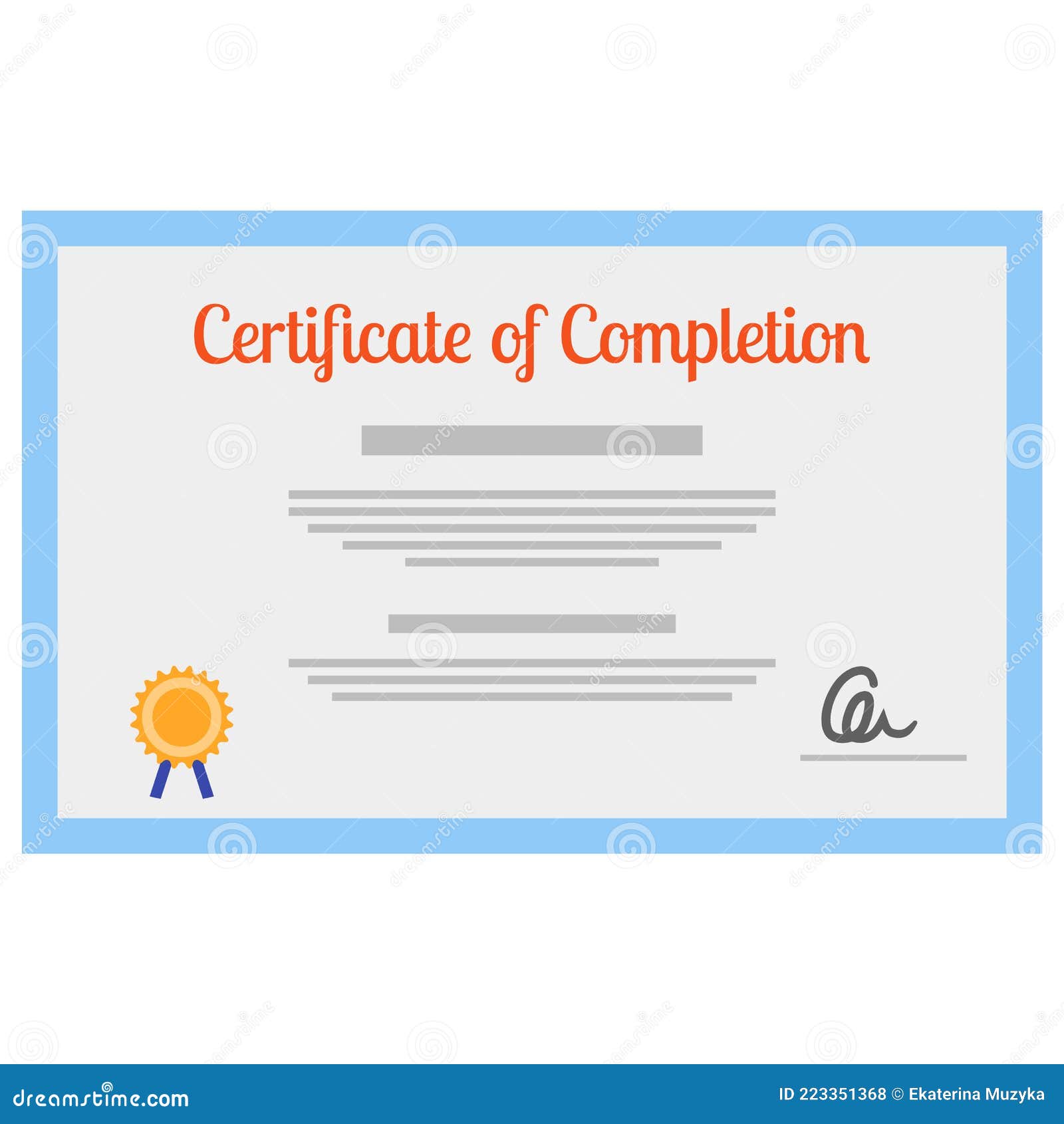 Certificate of Completion Diploma Template Vector Icon Stock Vector ...