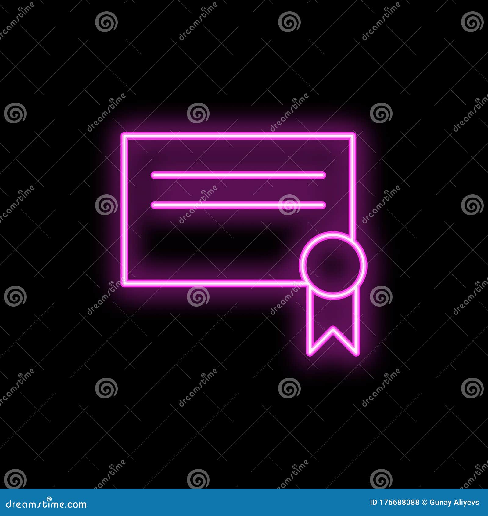 Certificate of Completion Neon Icon. Simple Thin Line, Outline Vector ...