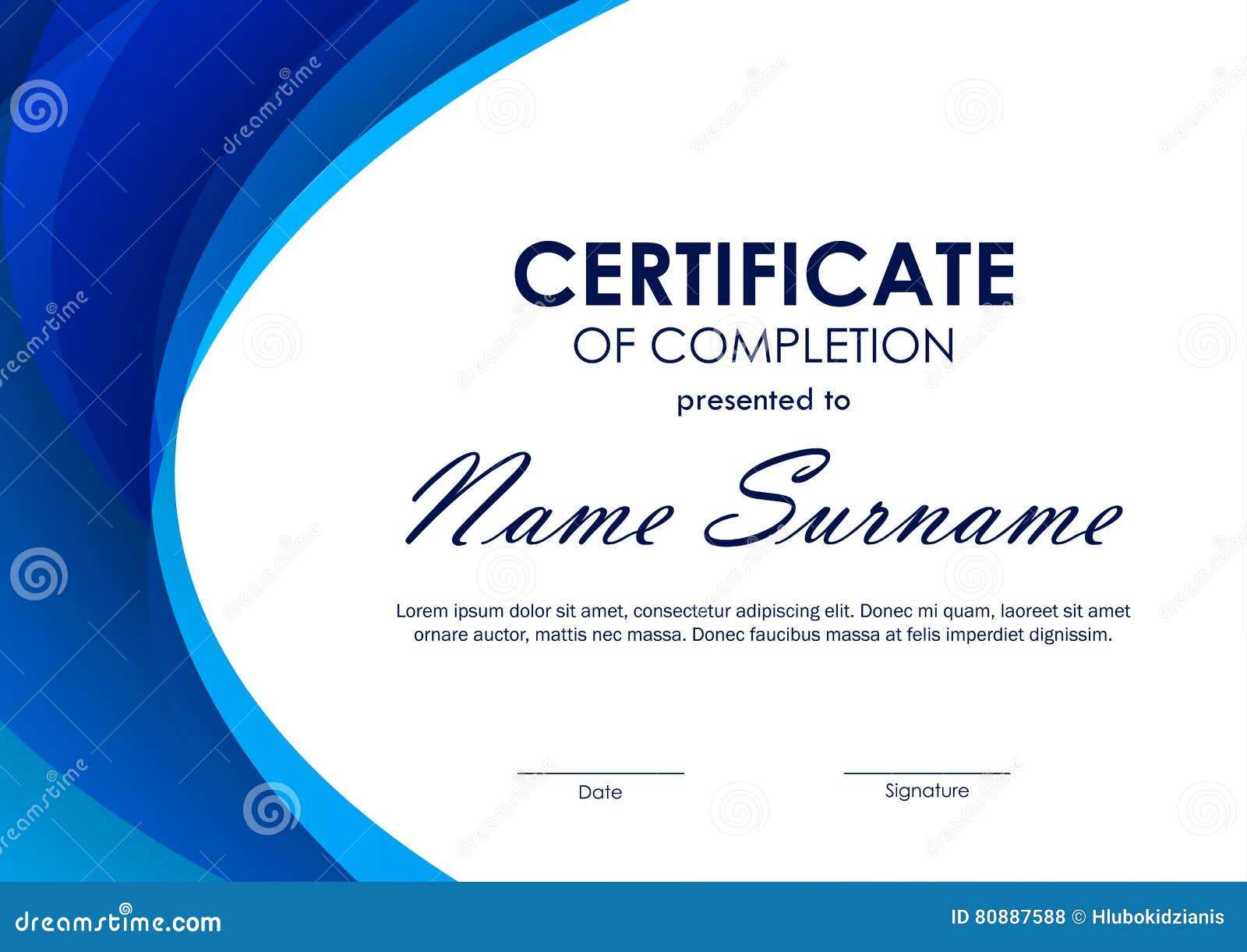 Certificate of Completion Template Stock Vector - Illustration of line ...