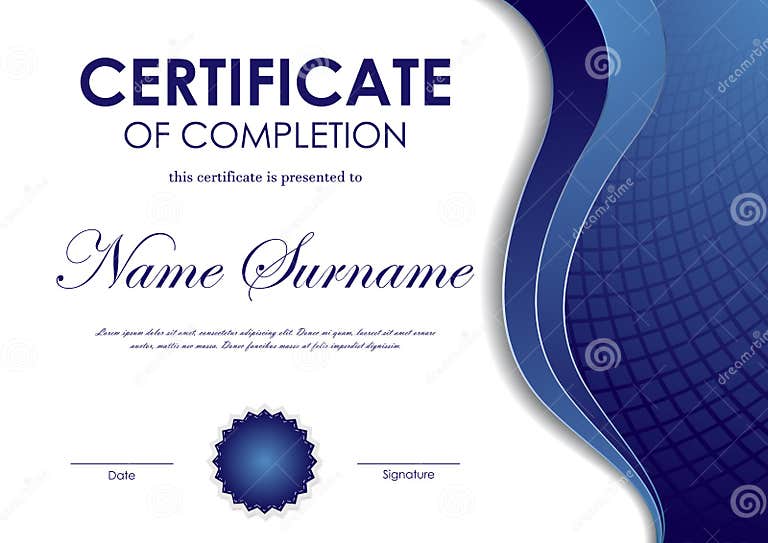Certificate of Completion Template Stock Vector - Illustration of ...