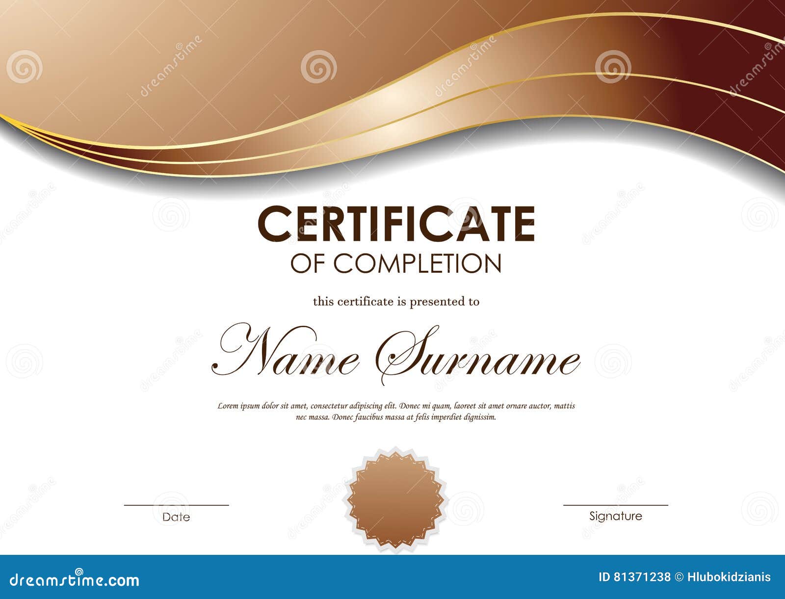 Certificate Of Completion Template Vector Illustration | CartoonDealer ...