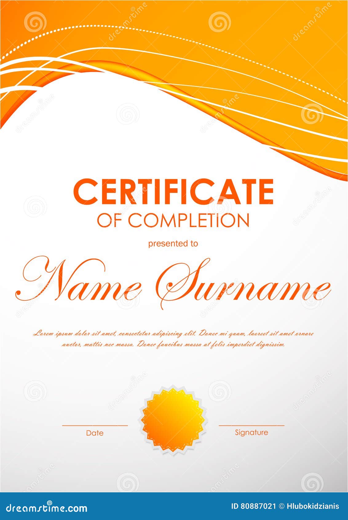 Certificate of Completion Template Stock Vector - Illustration of ...