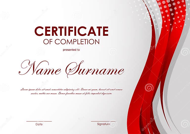 Certificate of Completion Template Stock Vector - Illustration of ...