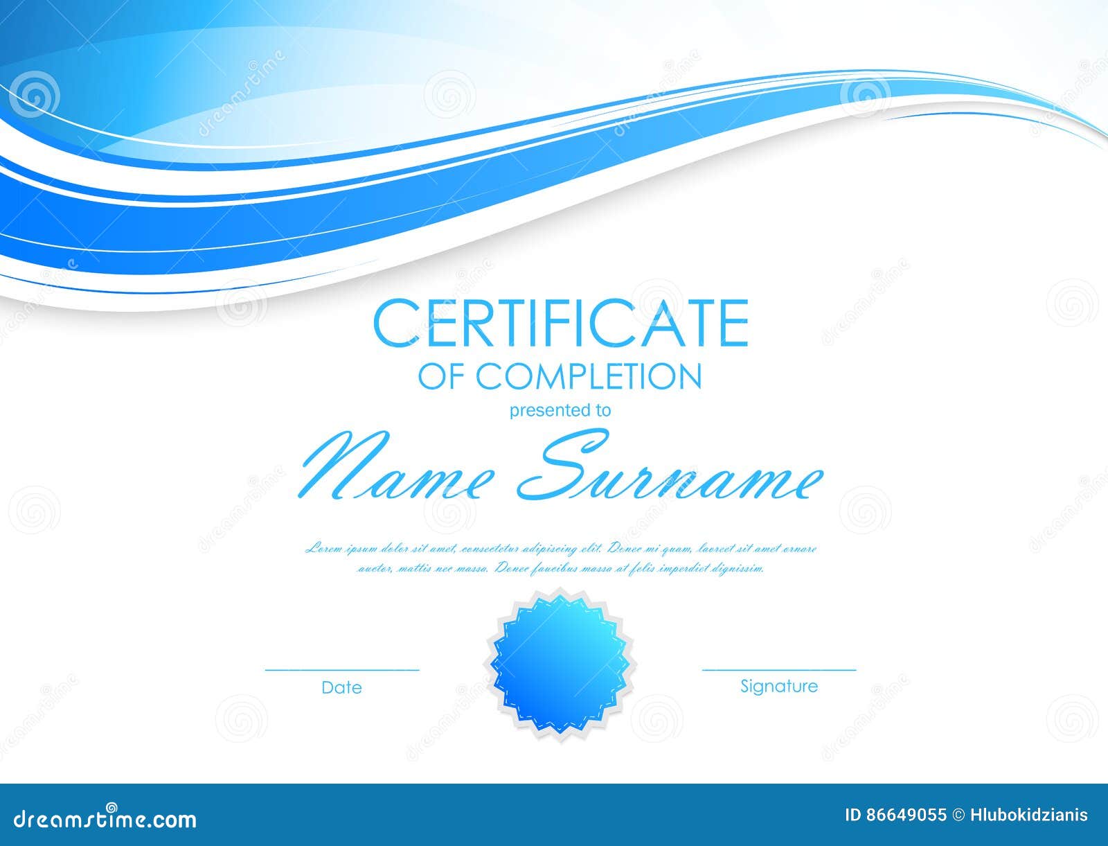 Certificate of Completion Template Stock Vector - Illustration of ...