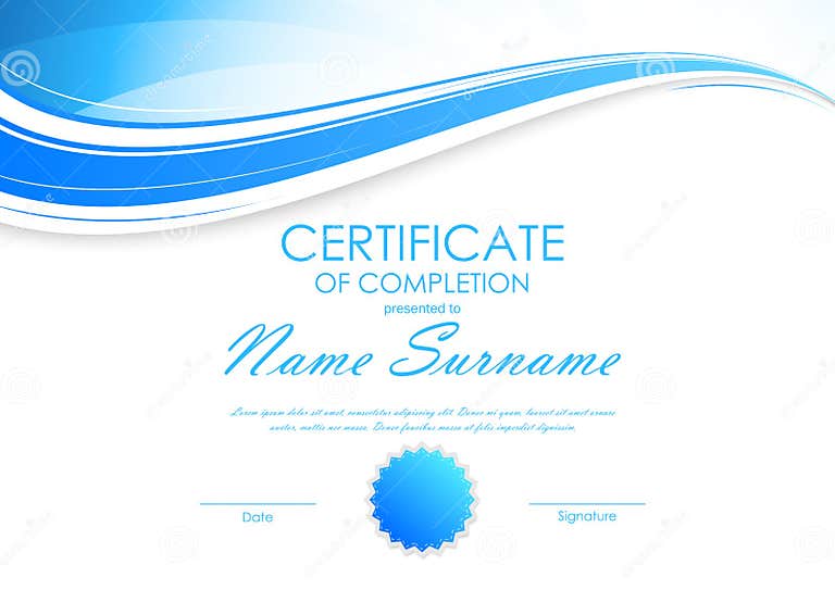 Certificate of Completion Template Stock Vector - Illustration of ...