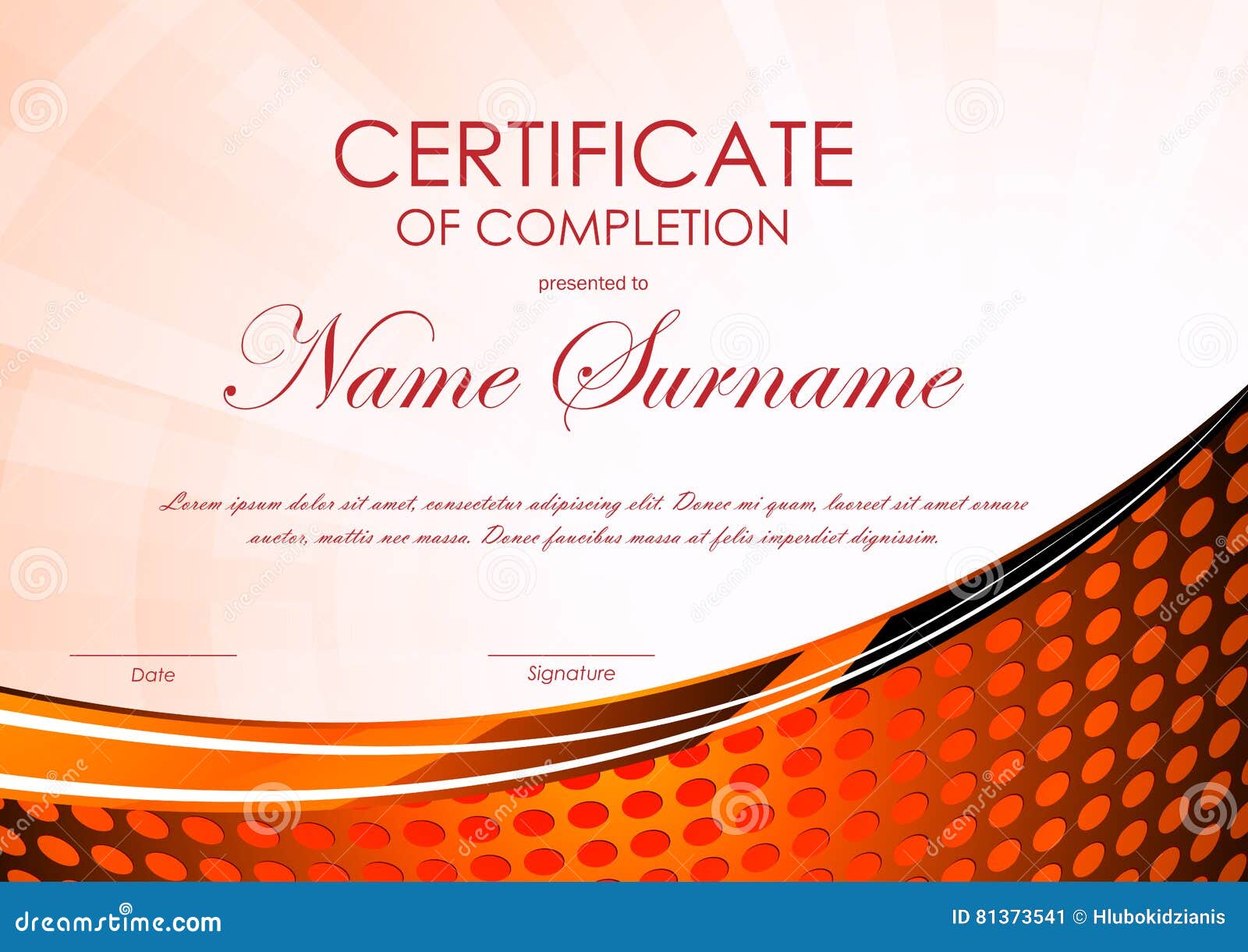 Certificate of Completion Template Stock Vector - Illustration of ...