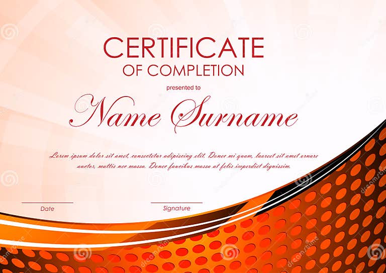 Certificate of Completion Template Stock Vector - Illustration of ...
