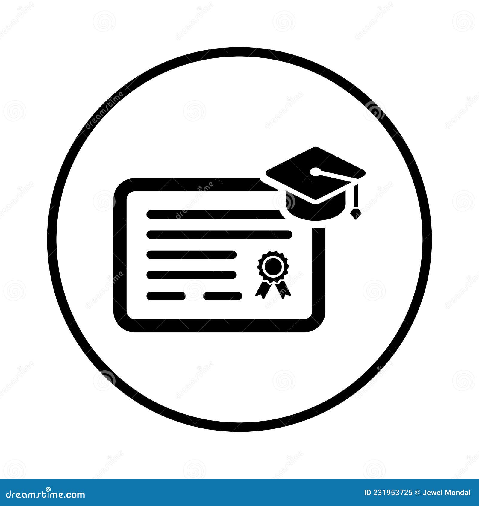 Certificate, Degree, Graduation Icon. Black Vector Design Stock Vector ...