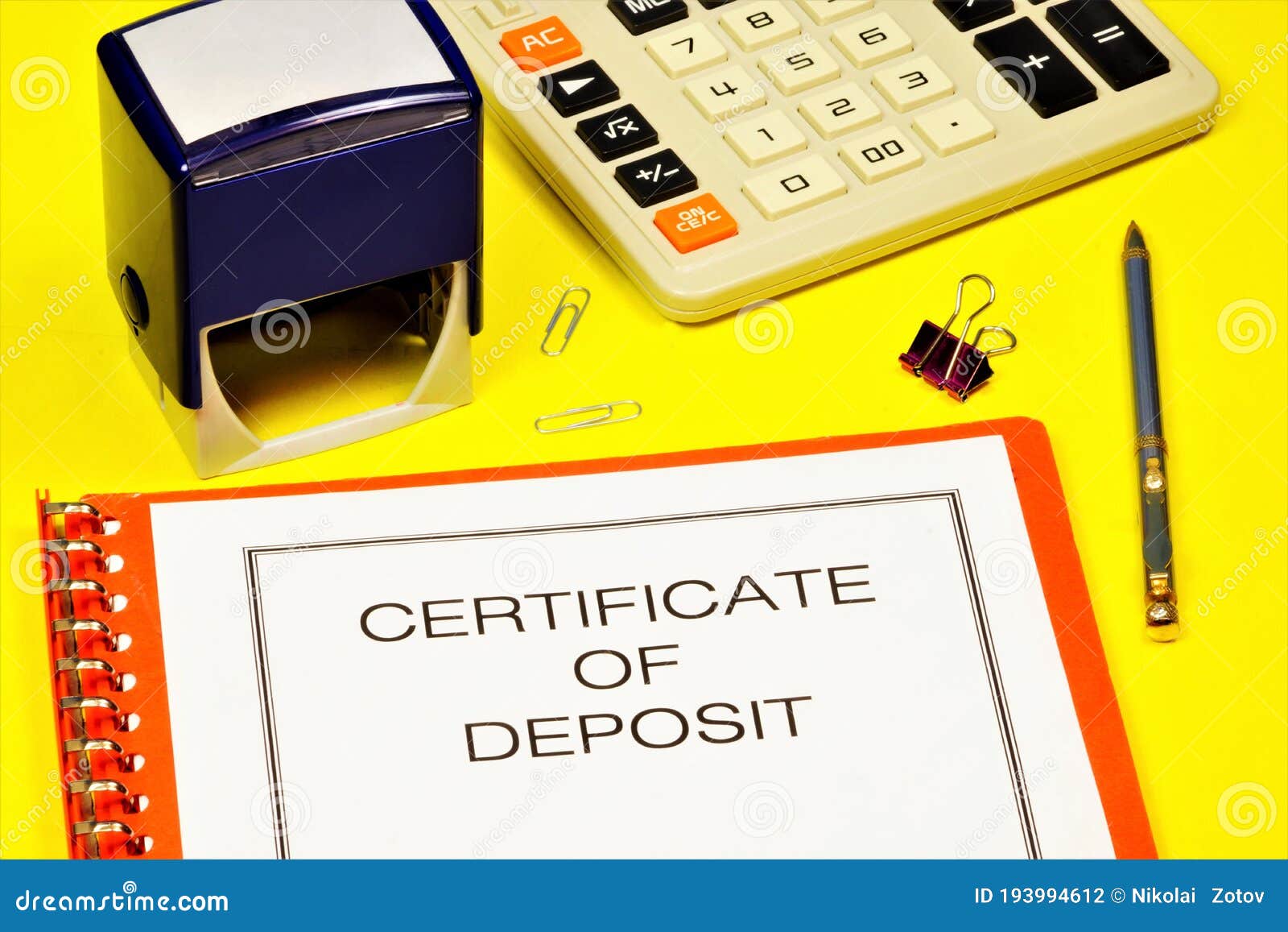 Certificate of Deposit - a Text Inscription in the Form on the Document ...