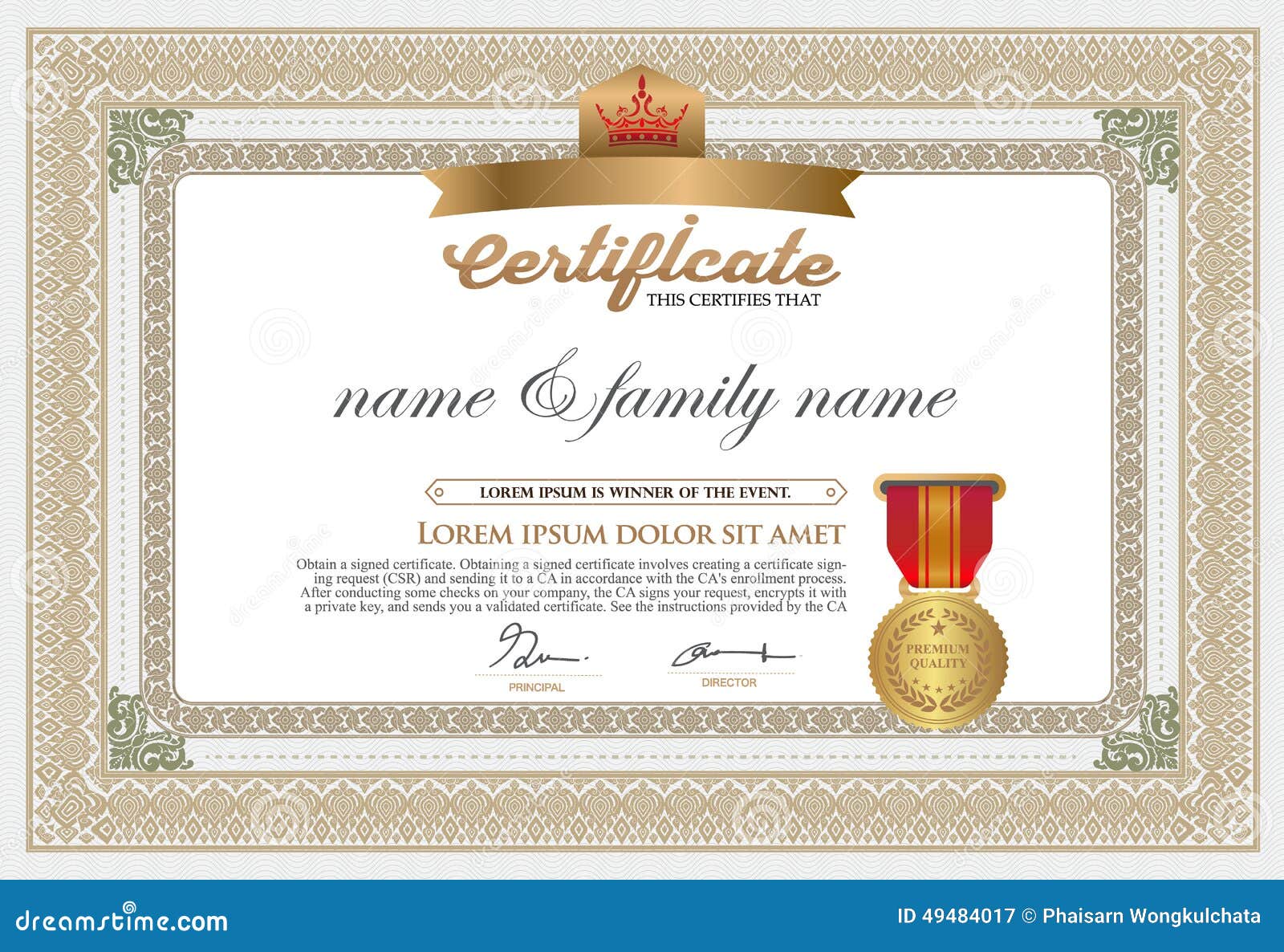 Certificate Design Template. Stock Vector - Illustration of card ...