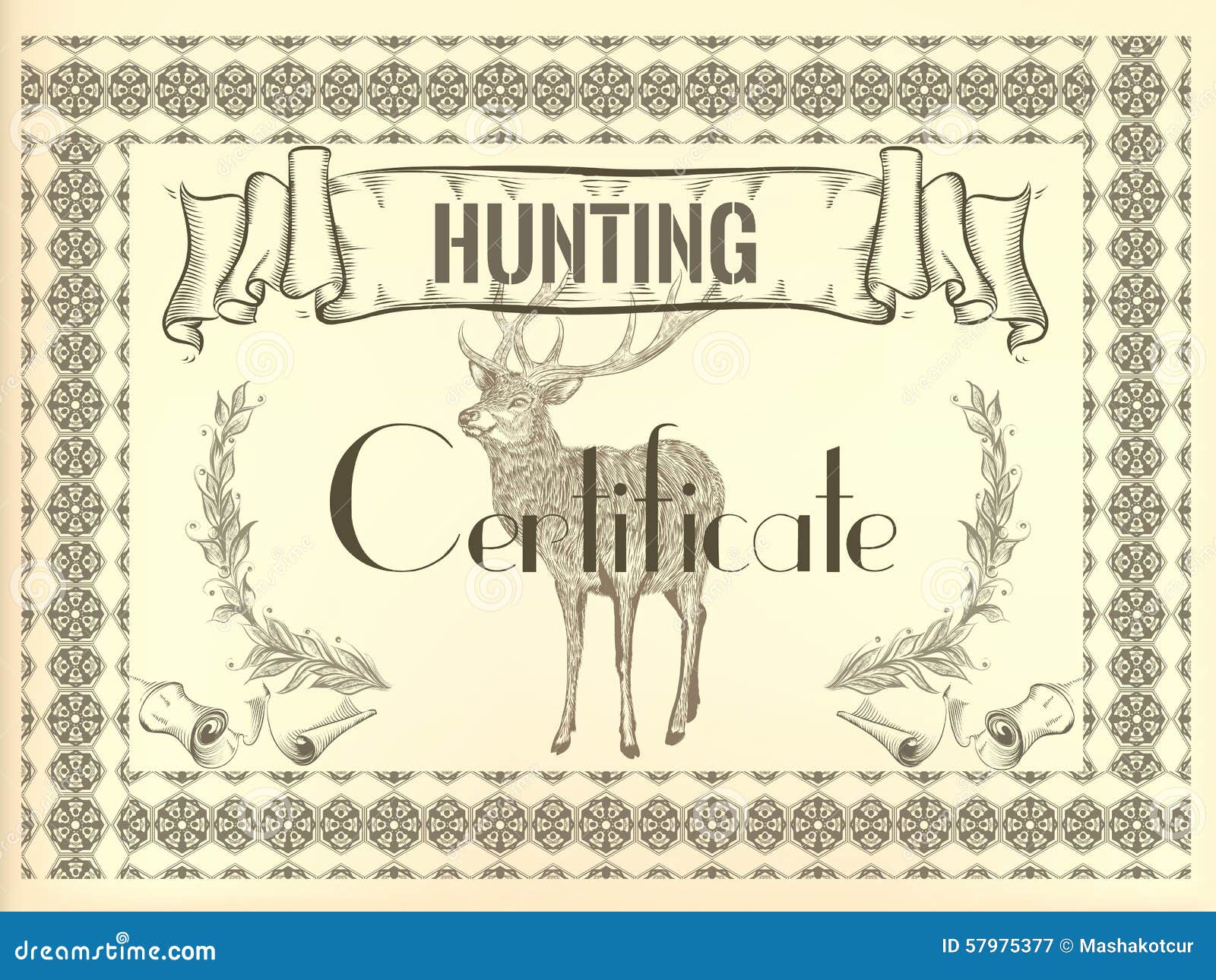 Certificate Design in Vintage Style with Deer Stock Vector ...