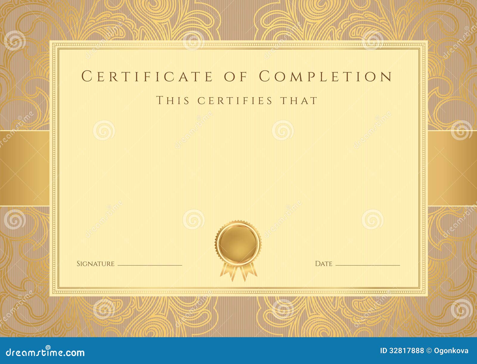 Certificate / Diploma Award Template. Pattern Stock Vector ...