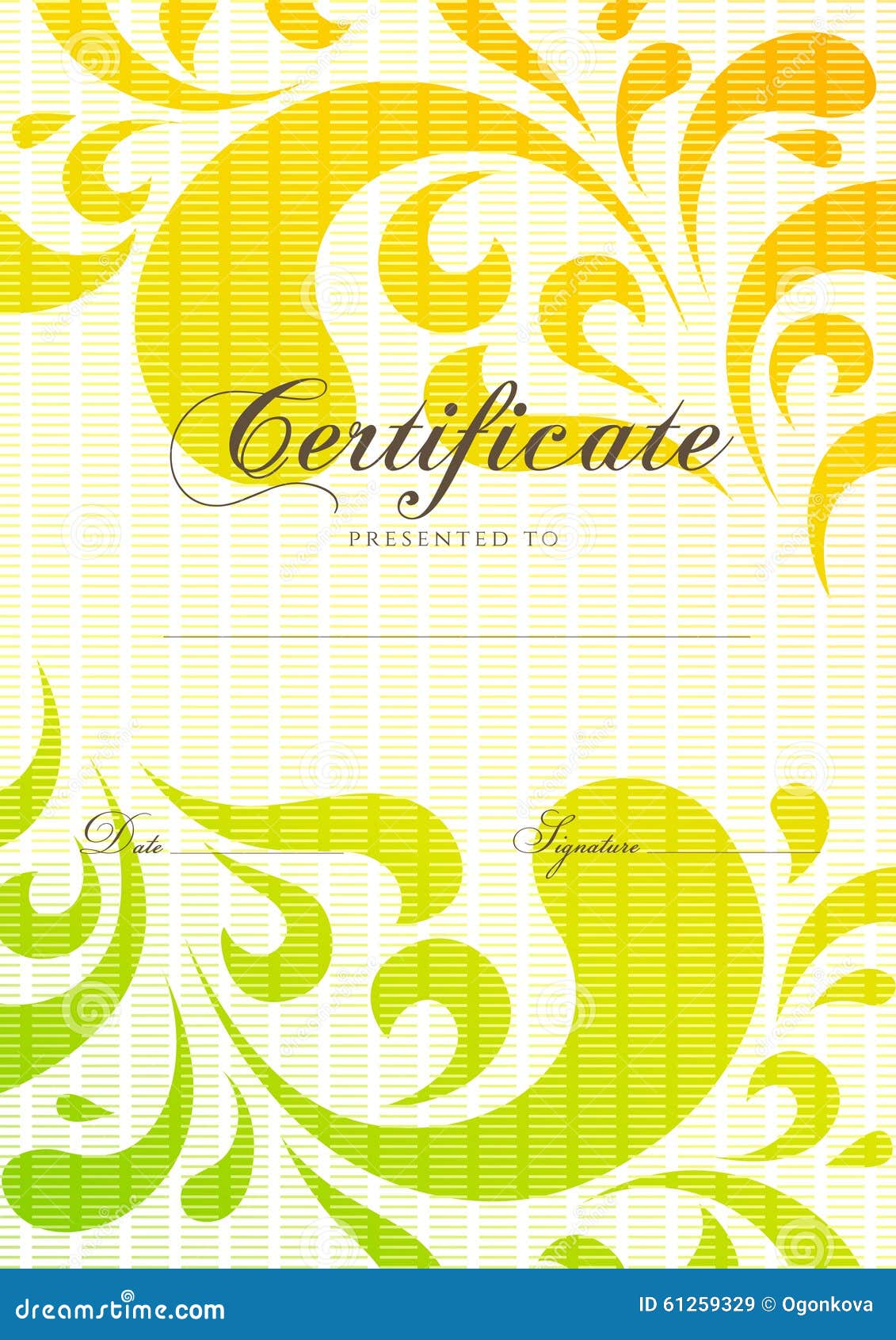 Certificate, Diploma of Completion with Scroll Floral, Pattern, Frame ...
