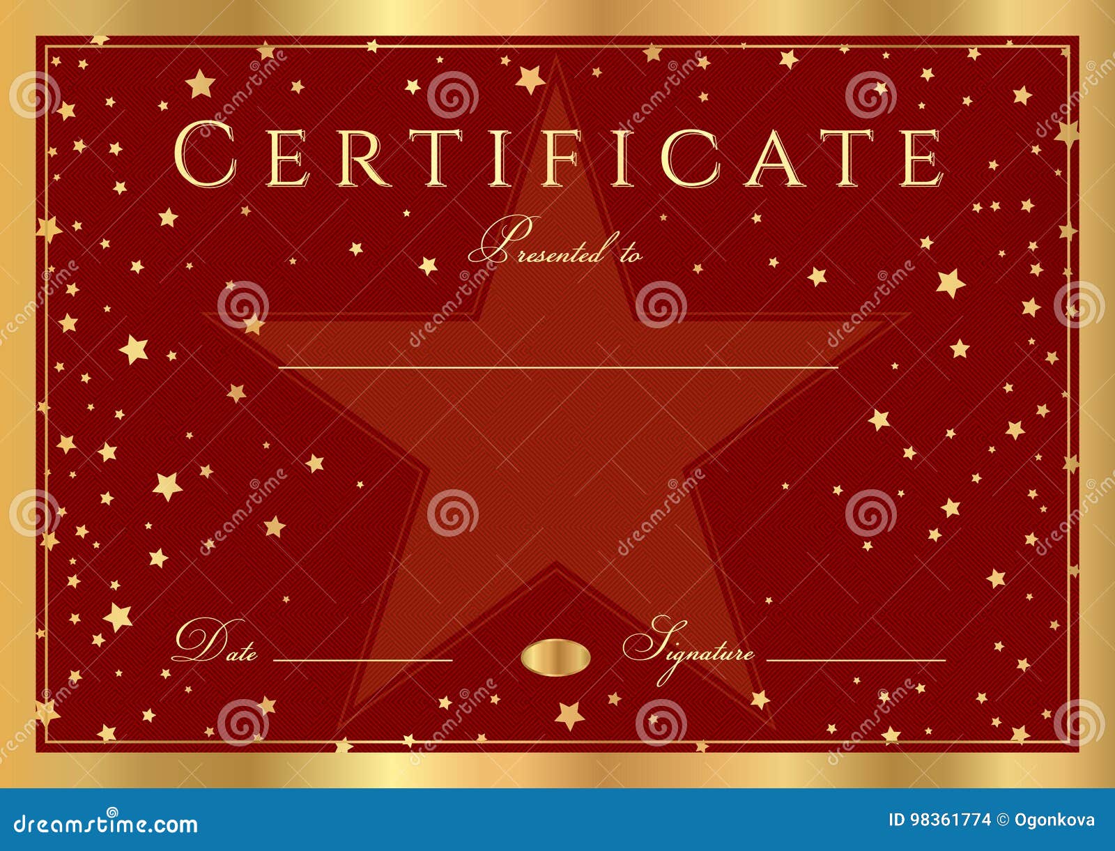 Certificate, Diploma of Completion Stars Design Template, Red ...