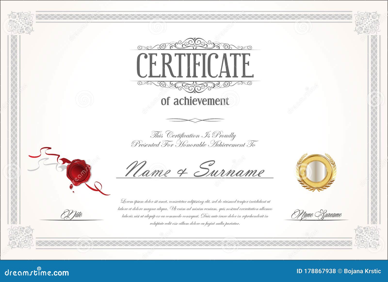 Certificate or Diploma Retro Design Template Stock Illustration ...
