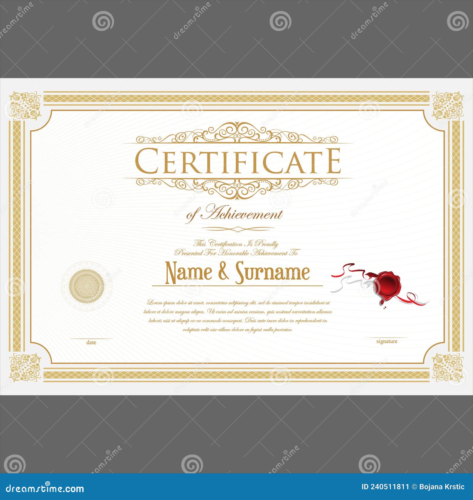 Certificate or Diploma Retro Design Template Stock Vector ...